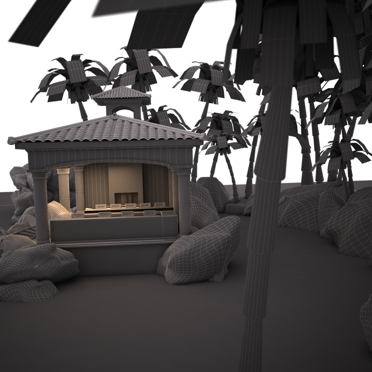 3d cabana pool model