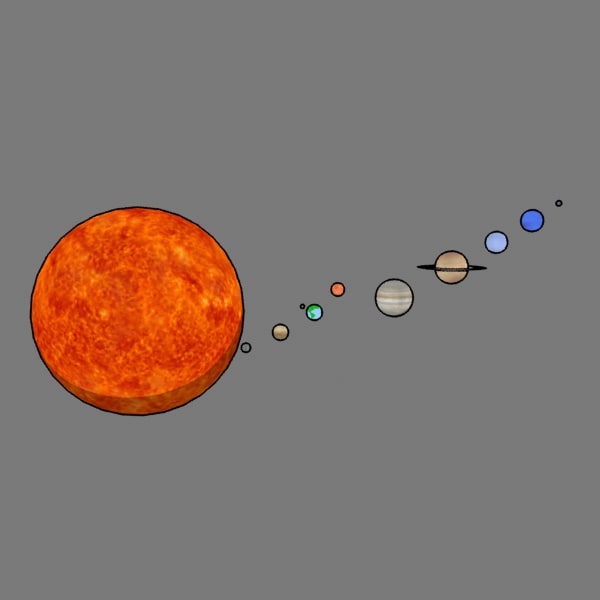 3d model cartoon planets toon