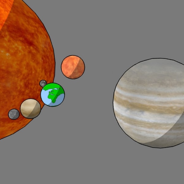 3d model cartoon planets toon
