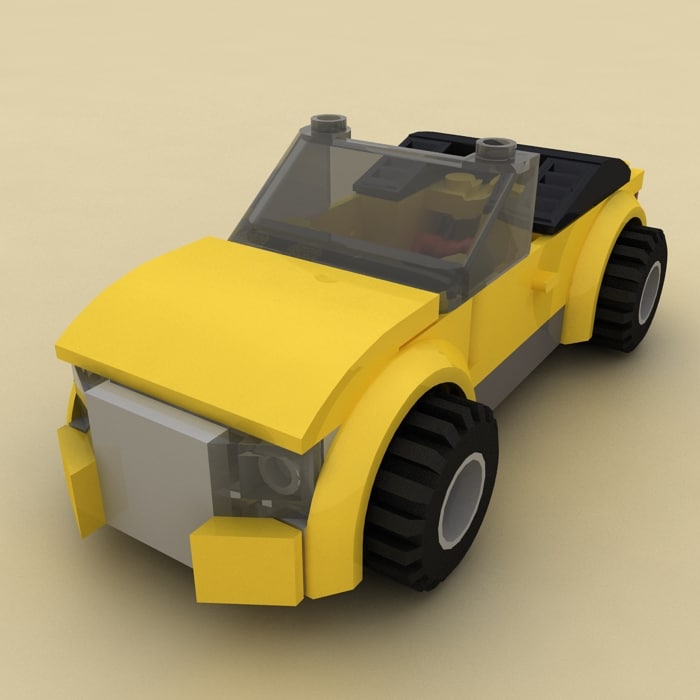 3d 3ds yellow car set lego