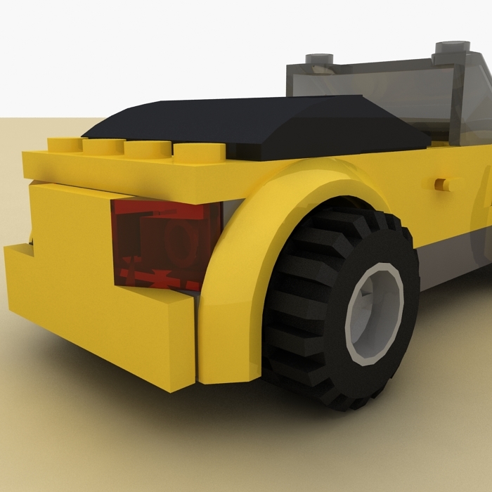 3d 3ds yellow car set lego