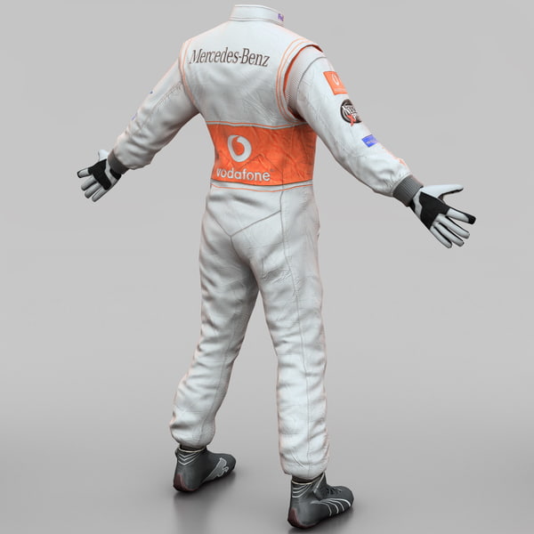3d model racing driver clothes mercedes