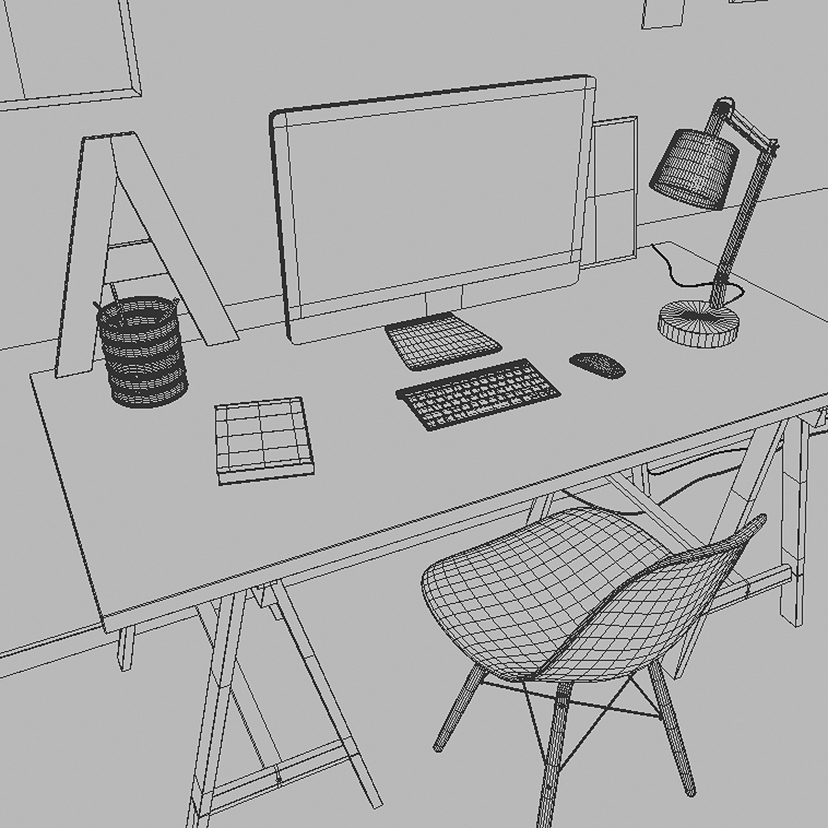 3d workplace scene