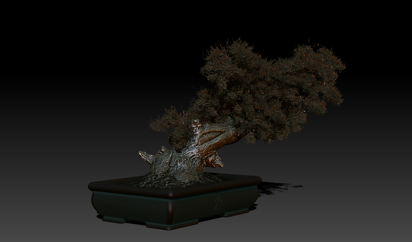 bonsai tree tanuki obj