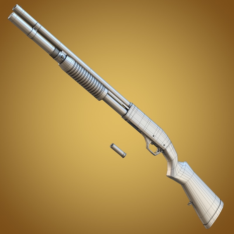 3d baikal mp-133 shotgun wooden model