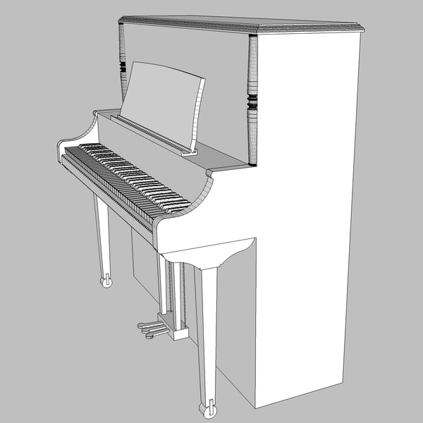 modelo 3d Piano vertical: Acabado en madera oscura: Formato máximo ...