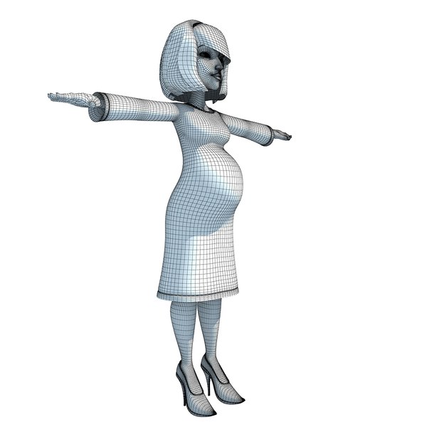 3d model cartoon pregnant woman