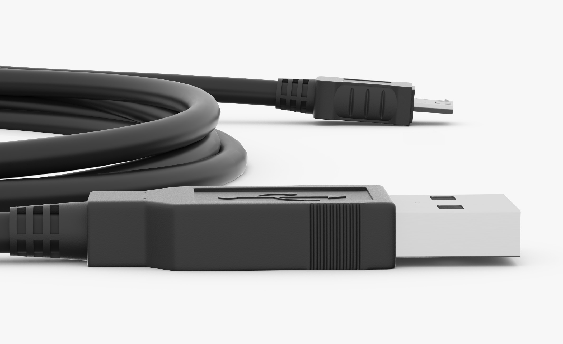 usb micro cable 3d model
