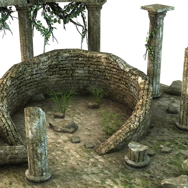 3d ancient temple vines