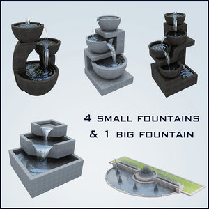 3d city fountain water