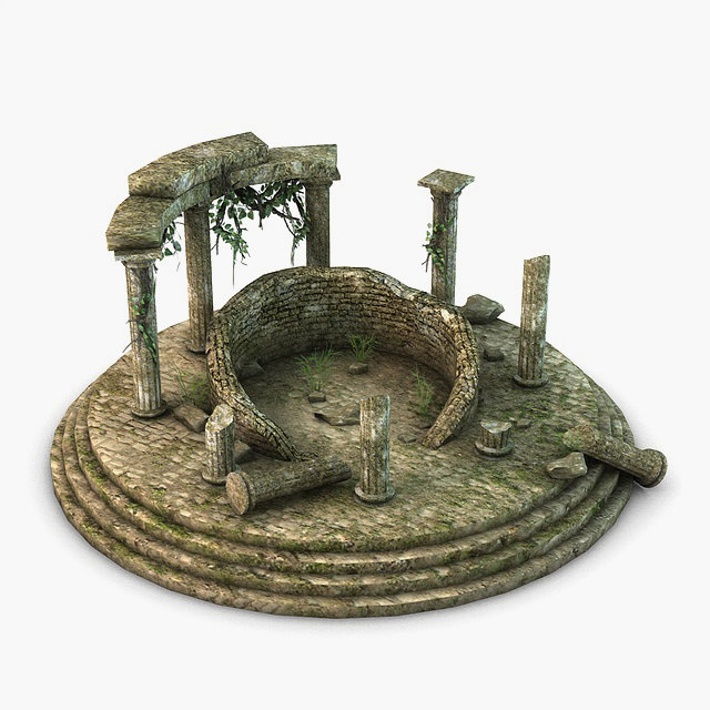 3d ancient temple vines