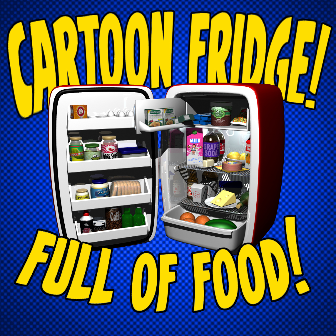 3d cartoon refrigerator