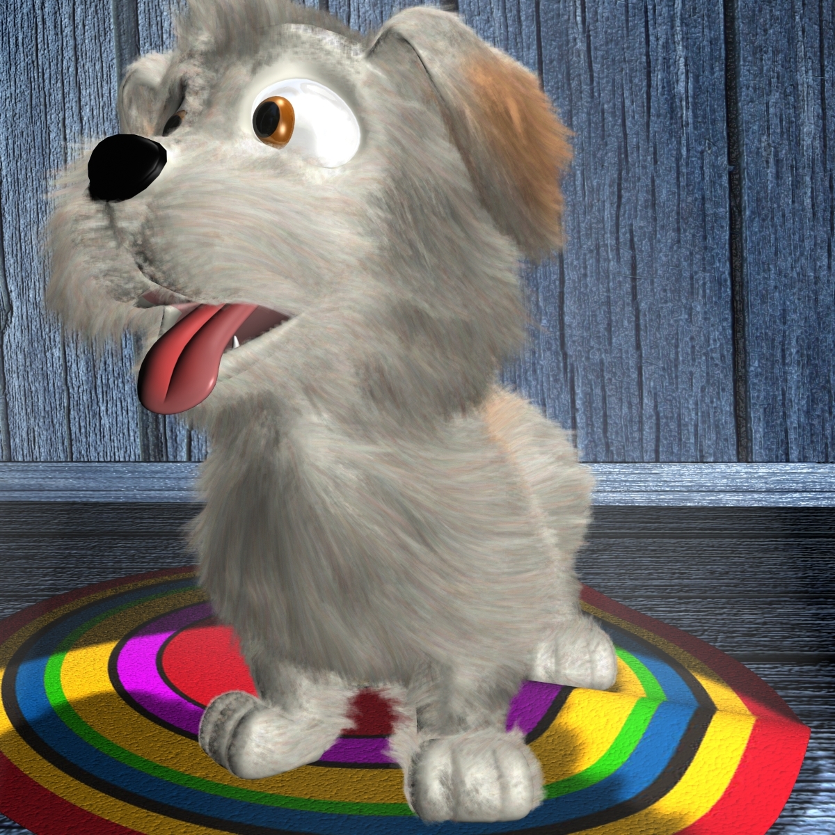 3d cute dog rigged animation model