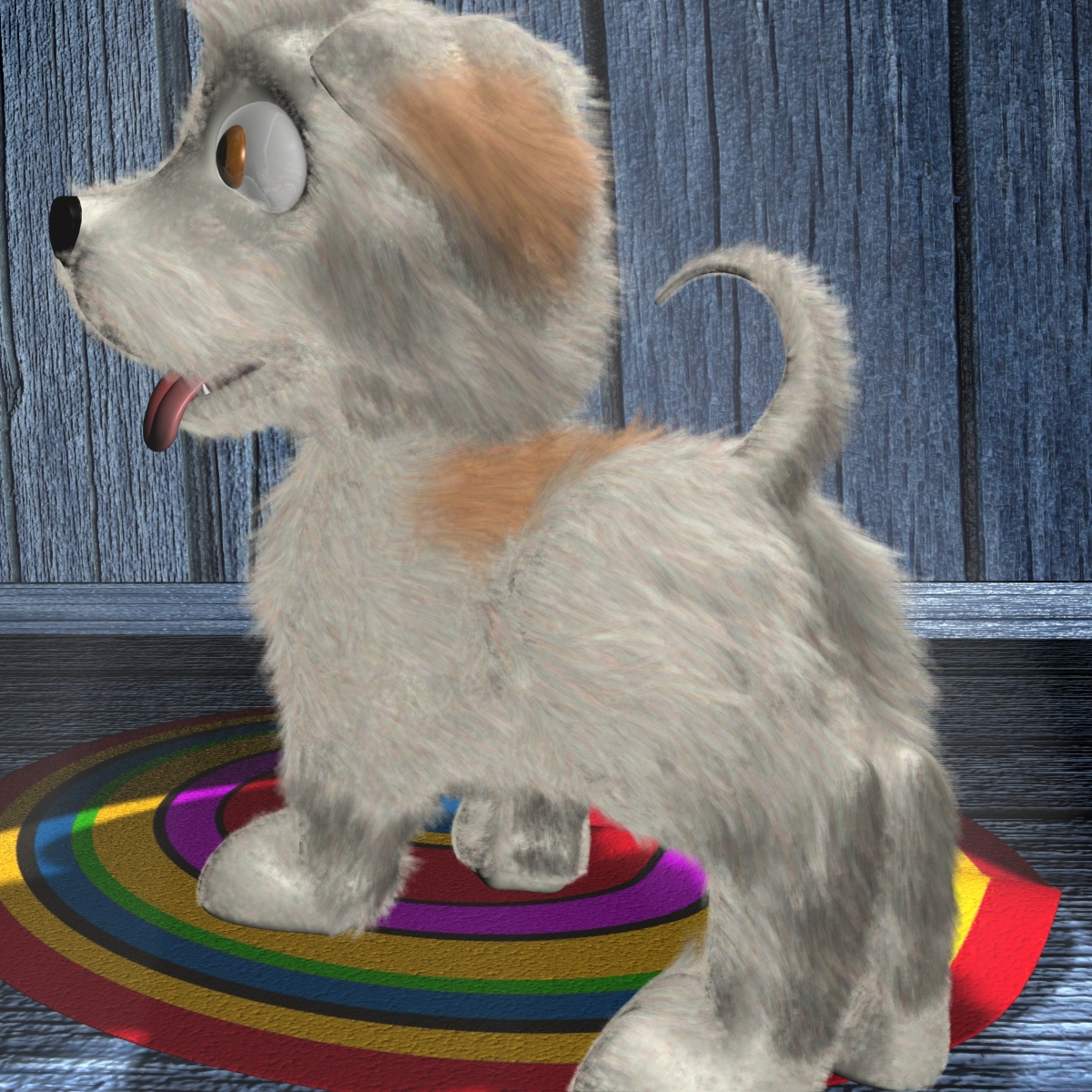 3d cute dog rigged animation model