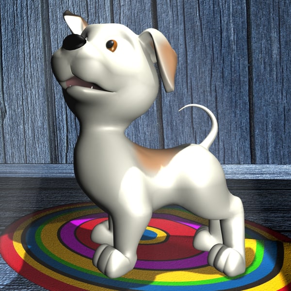 3d cute dog rigged animation model