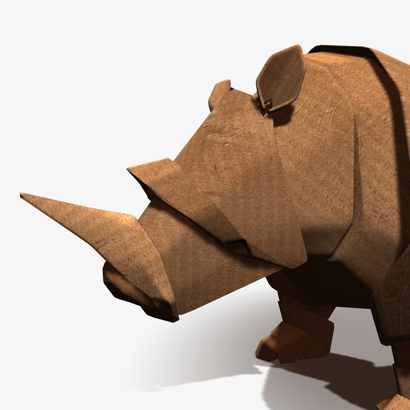 3d origami rhinoceros model