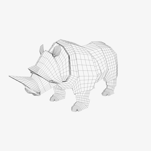 3d origami rhinoceros model