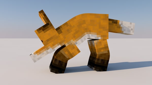 fox minecraft 3d c4d