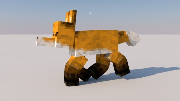 fox minecraft 3d c4d