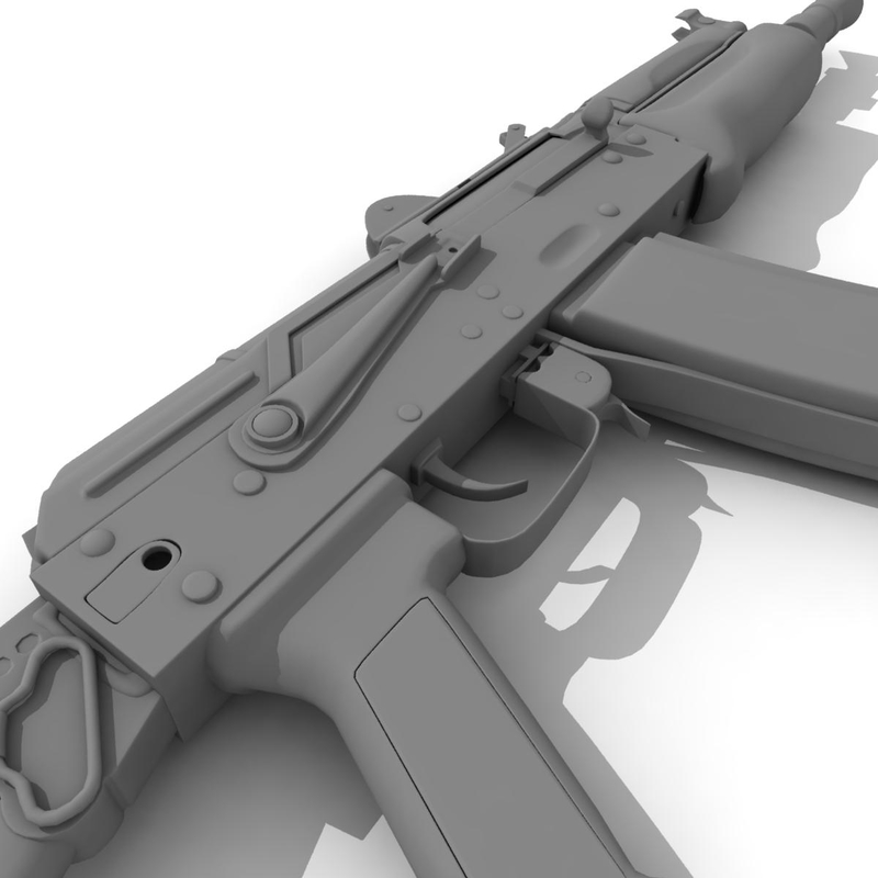aks-74u carbine assault rifle 3d model