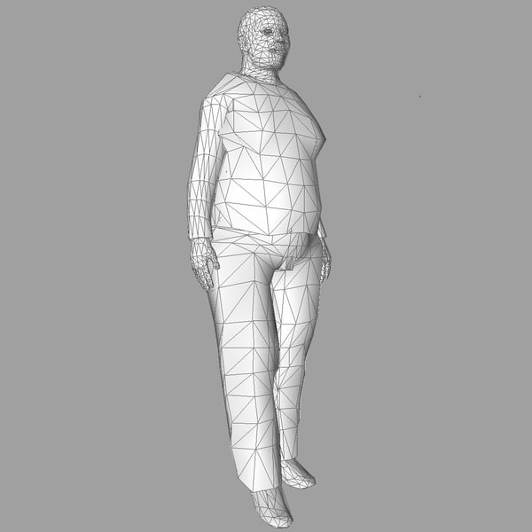 3d model realistically standing african fat