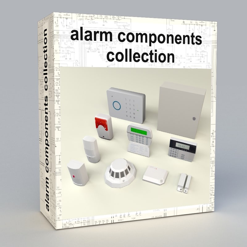 3d model electronic alarm components