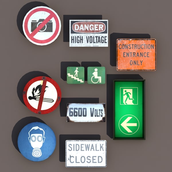 3d city signs modeled model