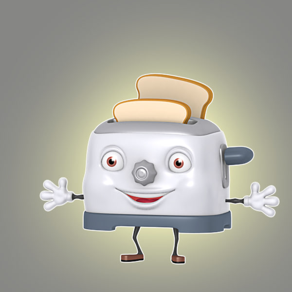 3d model of cartoon toaster