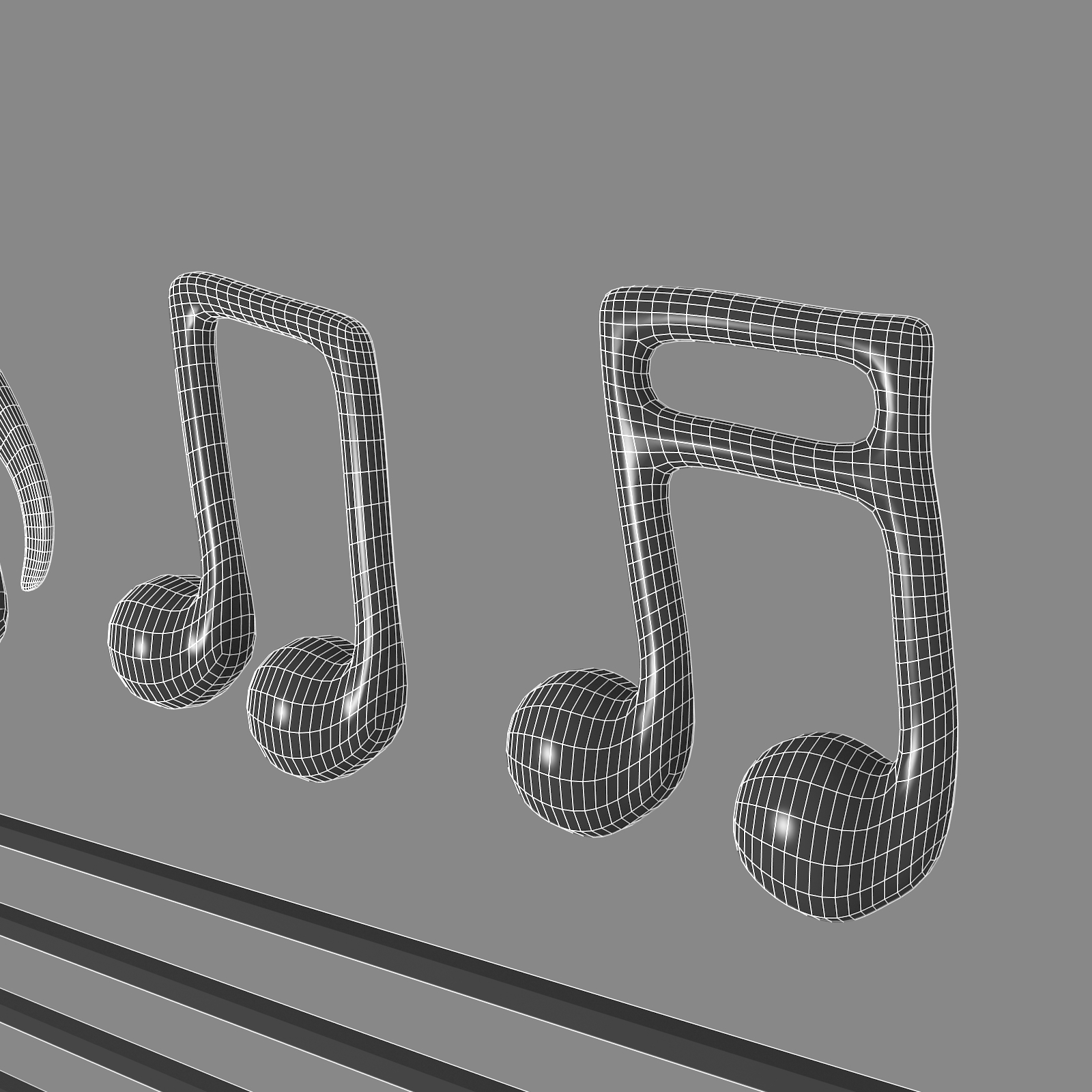 8th note music 3d model