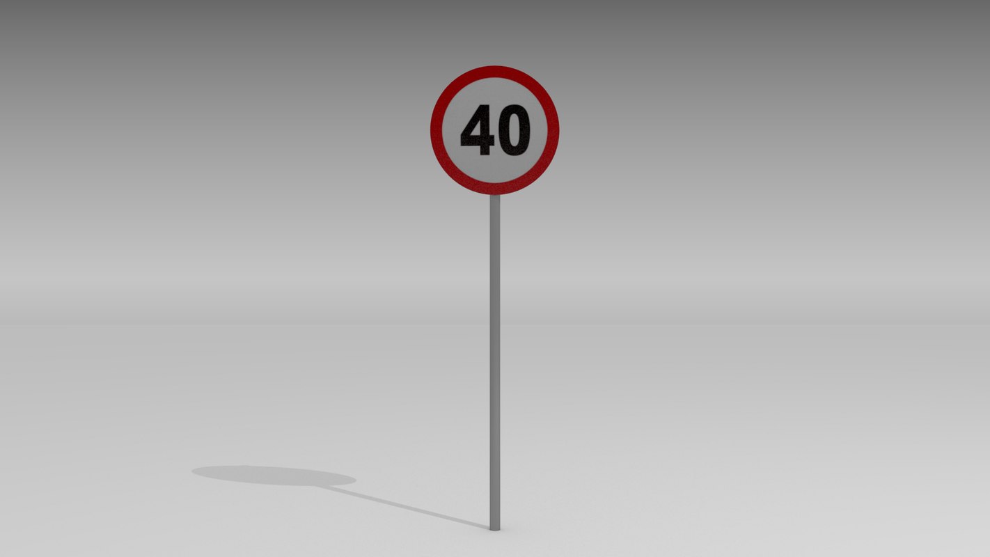 3d model 40 speed limit sign