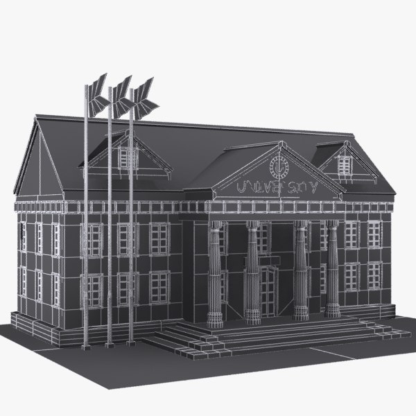 cartoon university uni 3d model