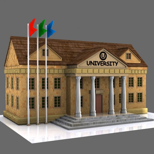 cartoon university uni 3d model