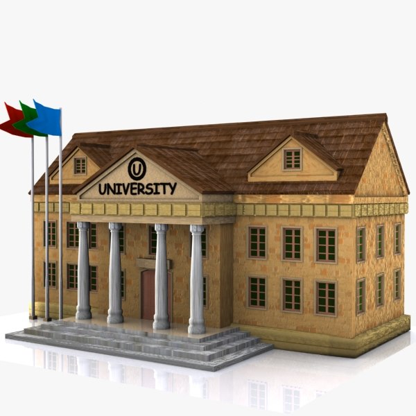 cartoon university uni 3d model