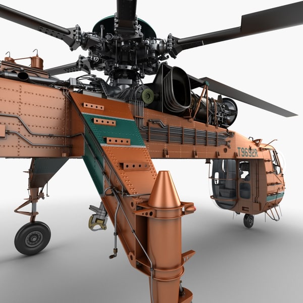 sikorsky s-64 skycrane helicopter 3d max