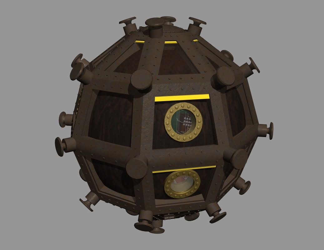 3d model classic space ship sphere
