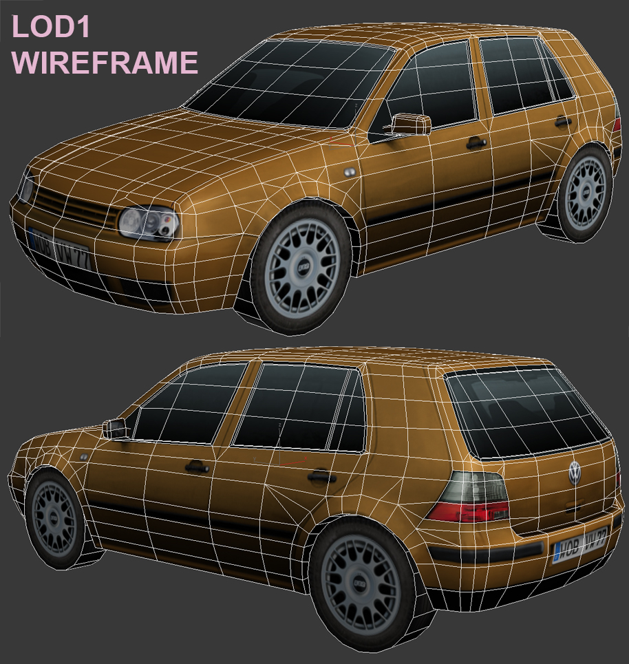 multicolor volkswagen golf iv 3d max
