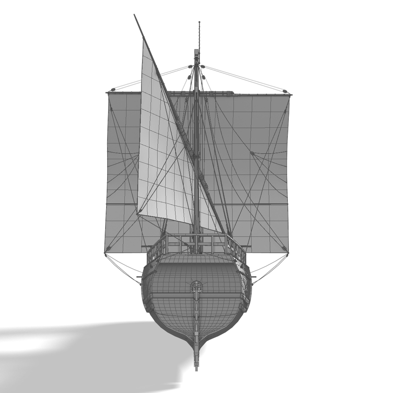 caravel sails ship 3d model