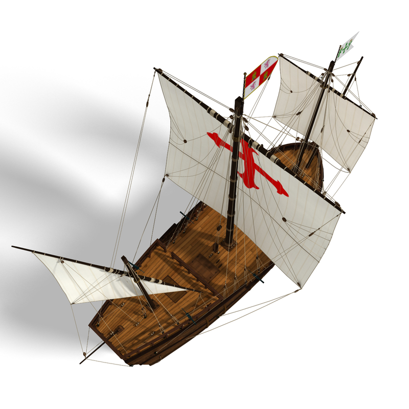 caravel sails ship 3d model