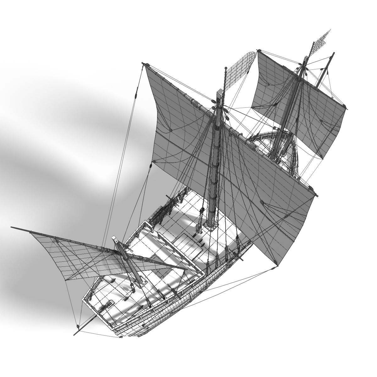 caravel sails ship 3d model