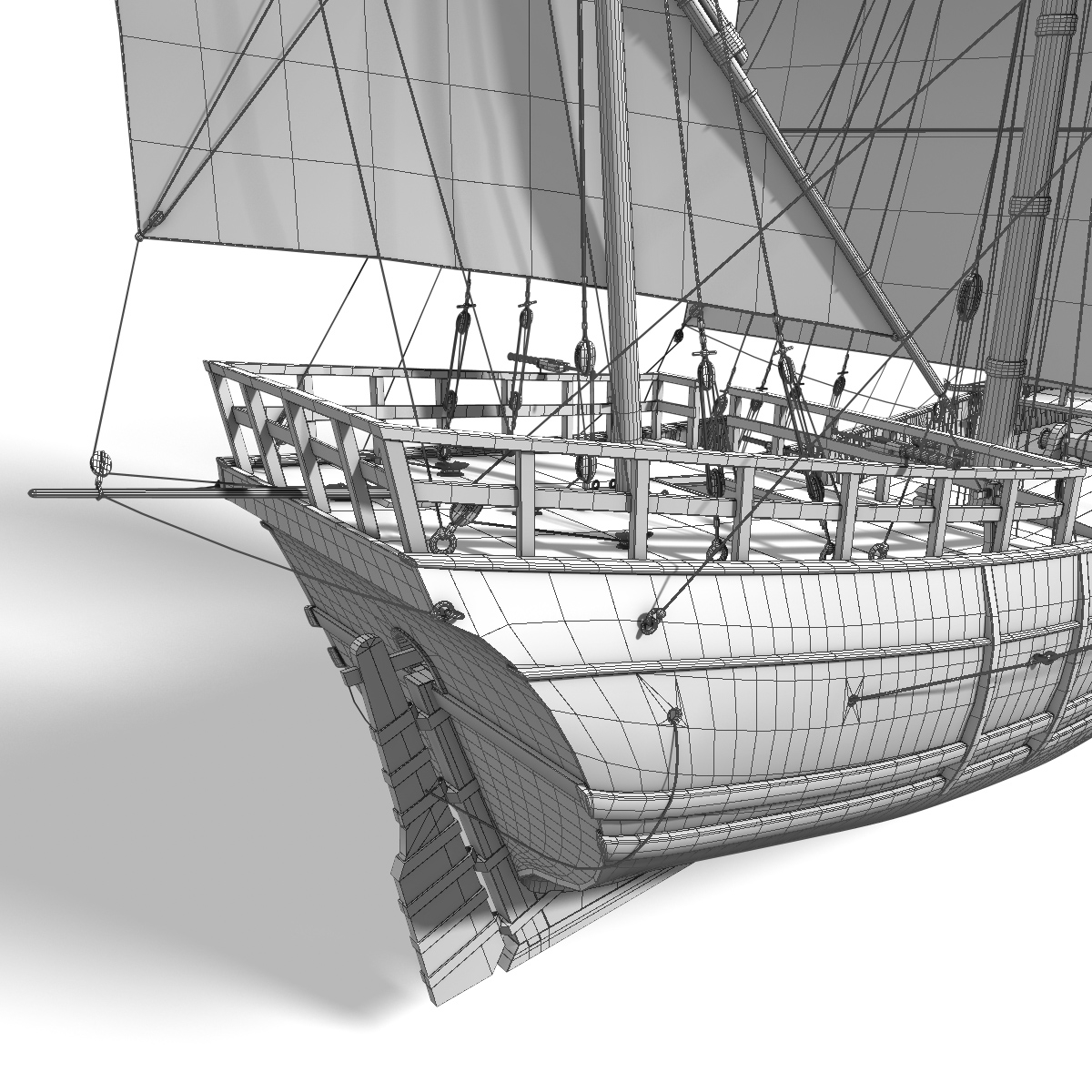 caravel sails ship 3d model
