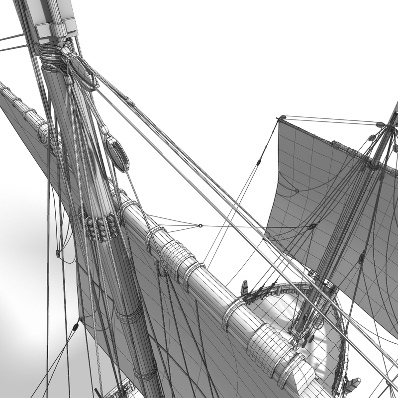 caravel sails ship 3d model