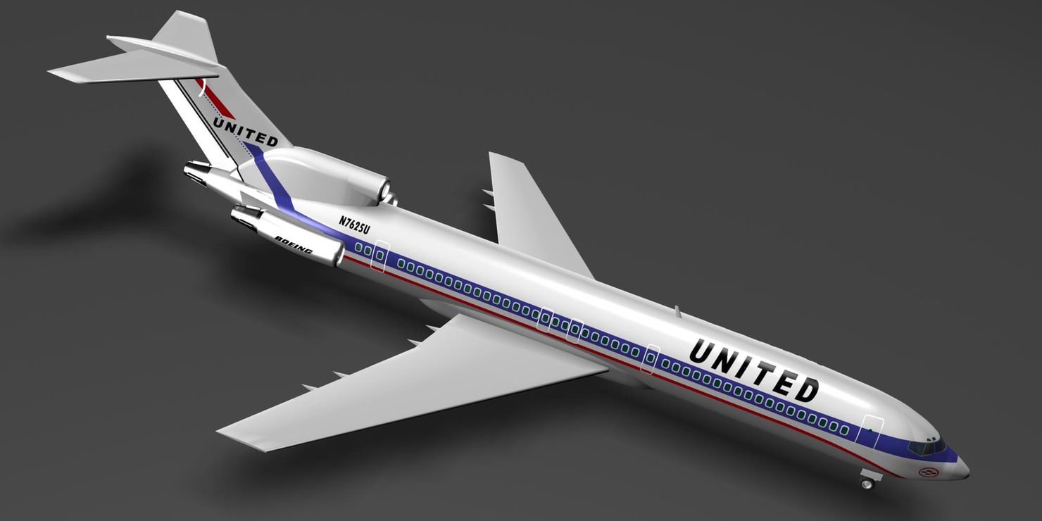 3d model united airlines 727-222 727