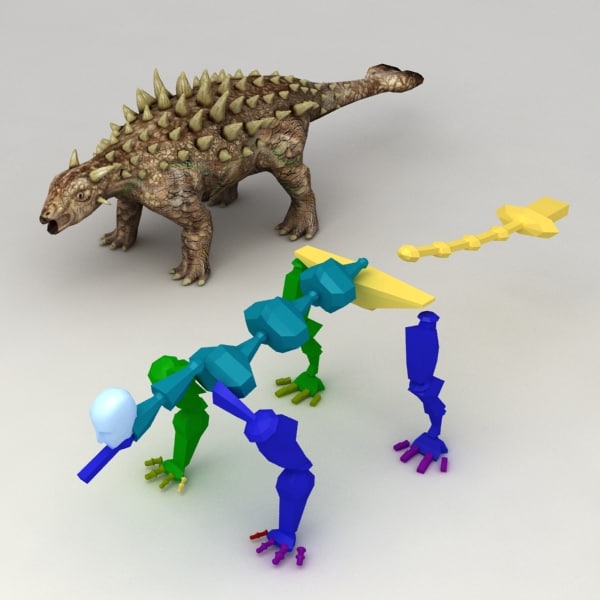 3d model of 13 dinosaur rigged pack