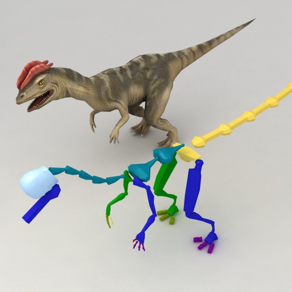 3d model of 13 dinosaur rigged pack