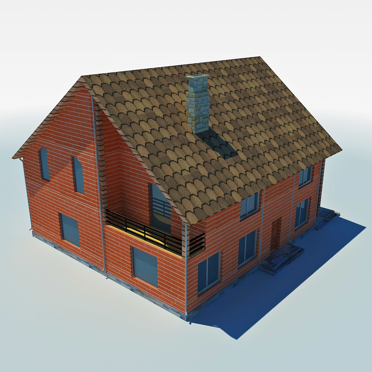 3d model low-poly cottage