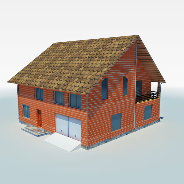 3d model low-poly cottage