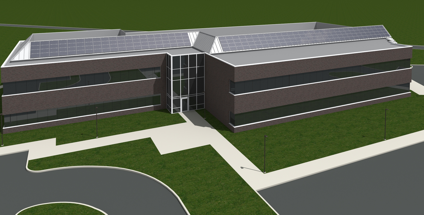 story brick office building 3d model