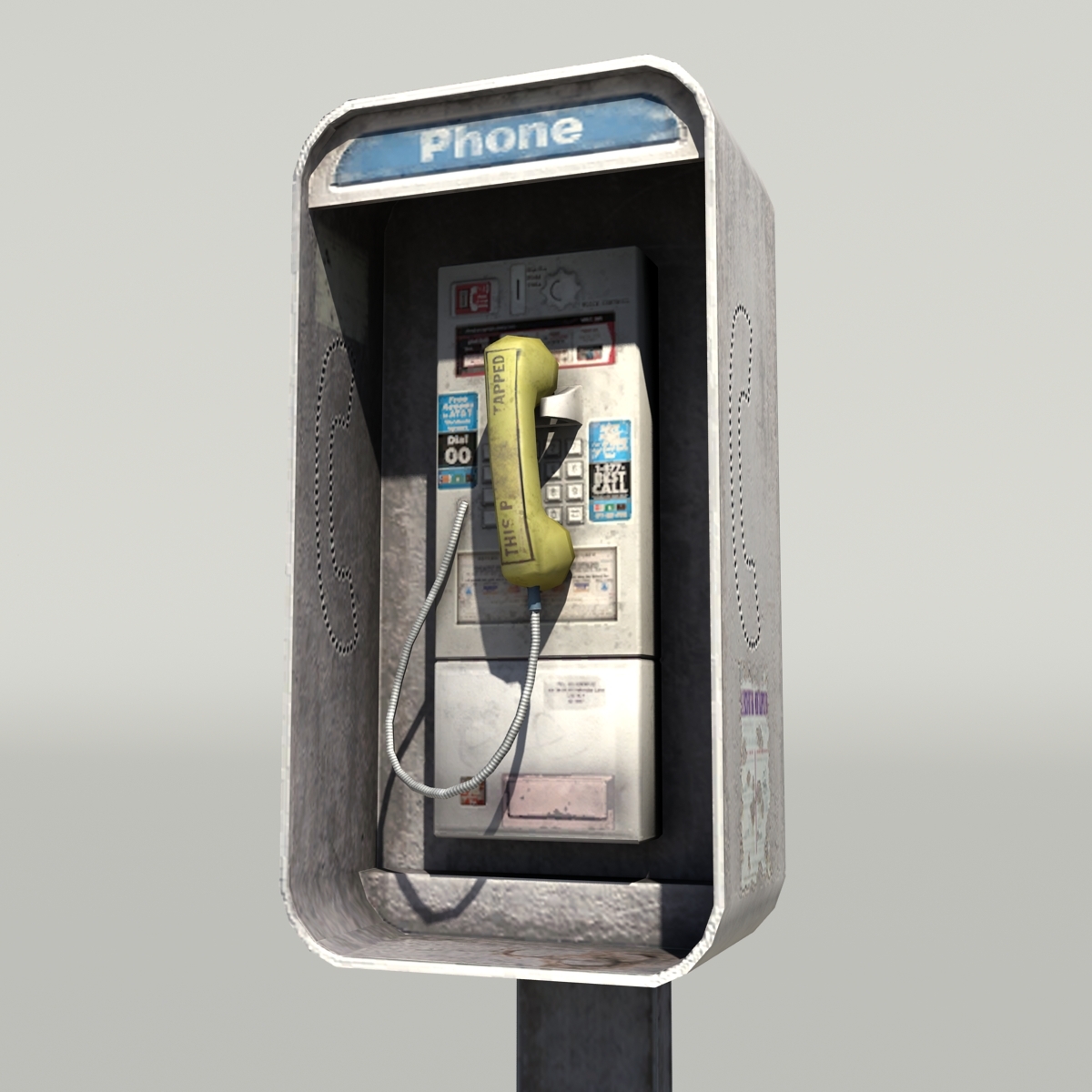 payphone low-poly phone 3d model