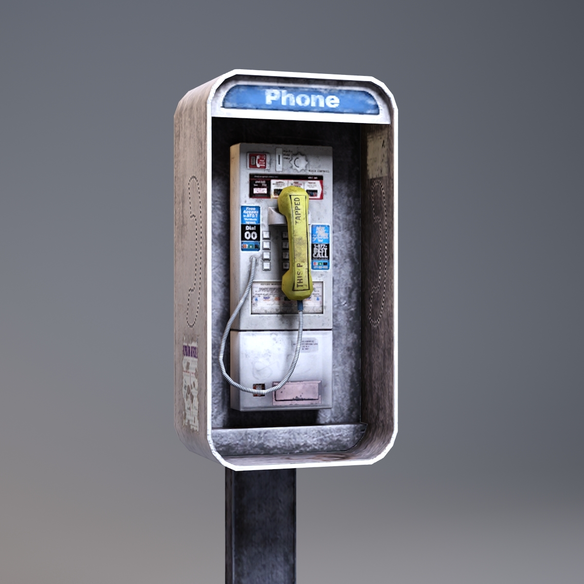 payphone low-poly phone 3d model