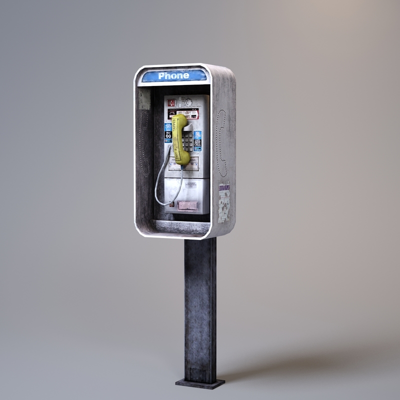 payphone low-poly phone 3d model